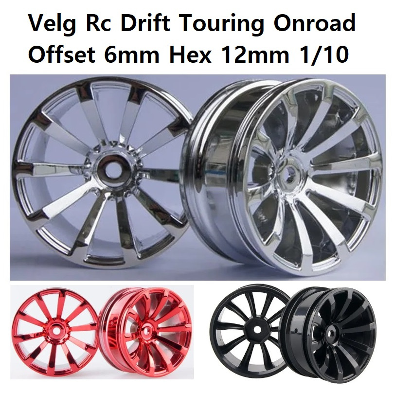 Jual Velg Rc Drift Touring Onroad Offset 6mm 10 spoke 1/10 Hex 12mm Rc ...