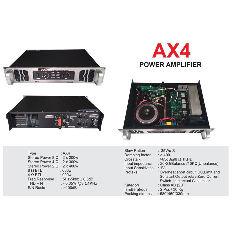 Jual Power Profesional Audio Amplifier Merk STX Type AX4 | Shopee Indonesia