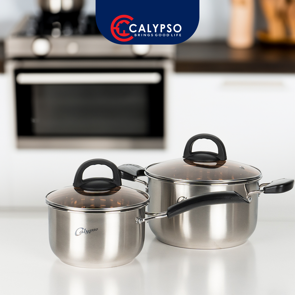 Jual Calypso Panci Set 2 In 1 MultiFungsi 16&20cm Tutup Kaca Stainless ...