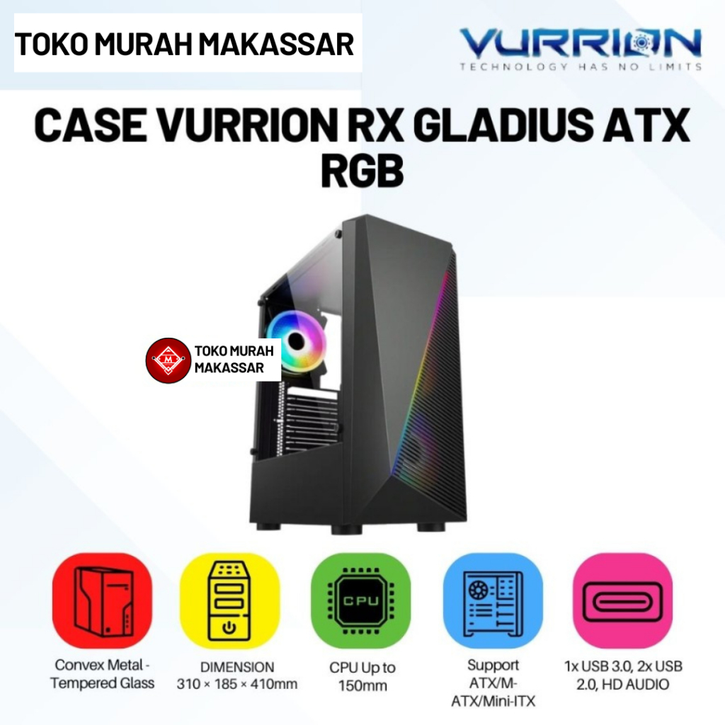 Jual Casing Gaming Vurrion Gladius Atx Rgb+1 Fan Rgb / CASE14-VUR ...