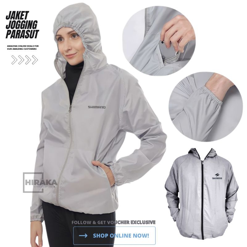 Jual Jaket Sport Parasut Olahraga Pria Wanita Joging Anti UV Jaket ...