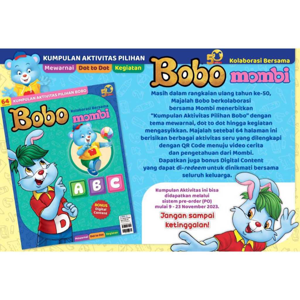 Jual Majalah Bobo Edisi Koleksi Terbatas 50 Tahun Kumpulan Aktivitas bersama Mombi Dongeng dan ...