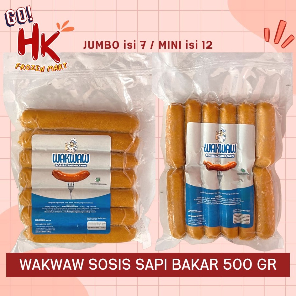 Jual Wakwaw Sosis Sapi Bakar 500gr Mini isi 12 Jumbo isi 7 | beef ...