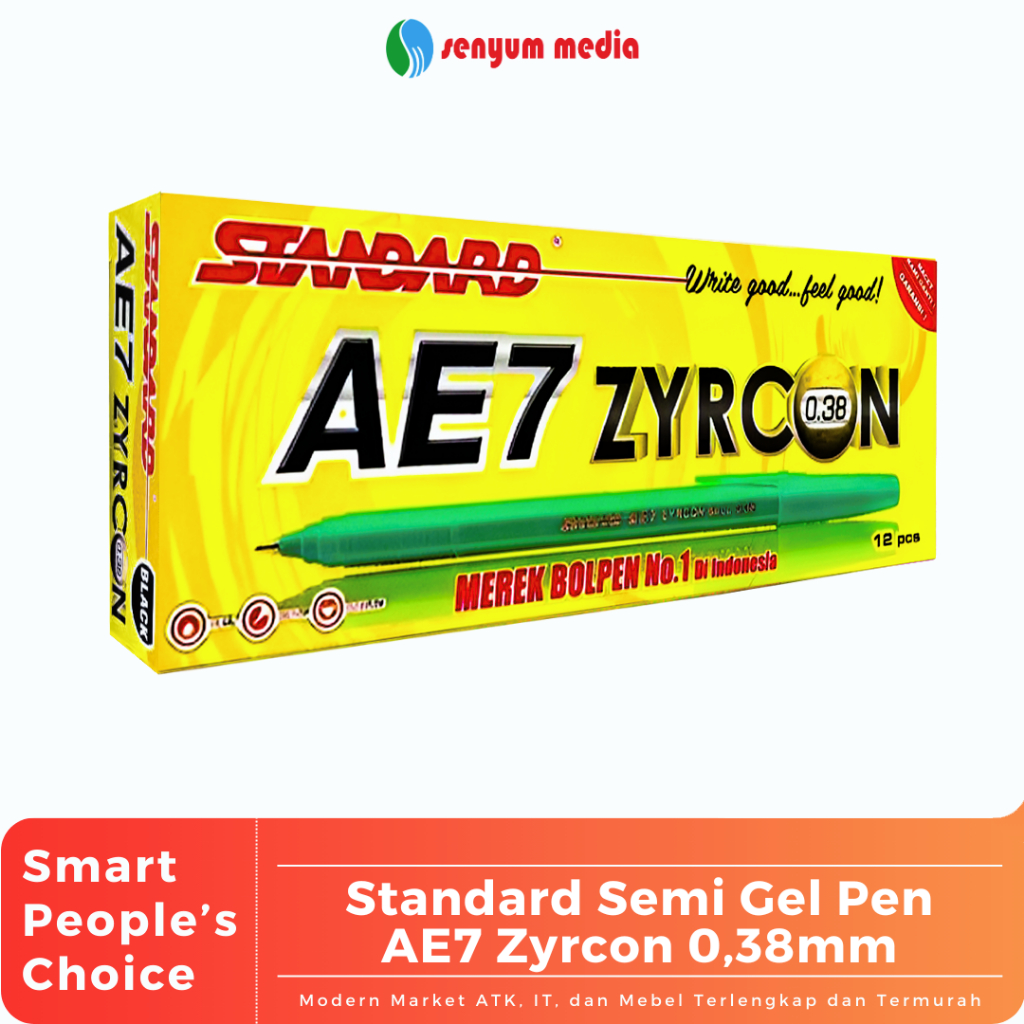 Jual Standard Semi Gel Pen AE7 Zyrcon 0,38mm (1 Pack Isi 12 Pcs) (S:DZN) | Shopee Indonesia