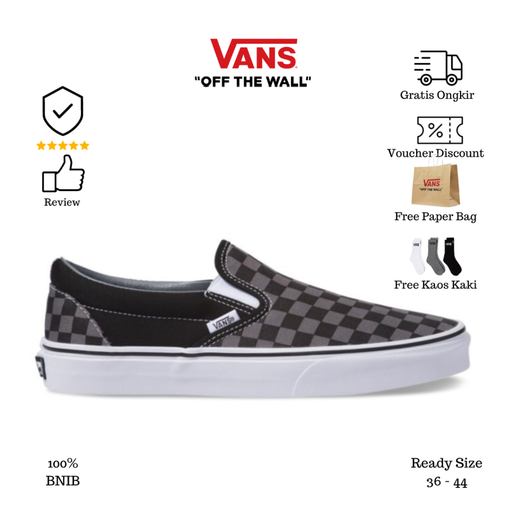 Jual Vans Slip On Checkerboard Pewter original Sepatu Dewasa Pria ...