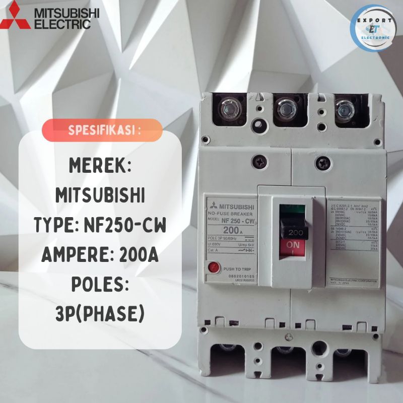 Jual MCCB Breaker MITSUBISHI NF250-CW 3P 200A | Shopee Indonesia
