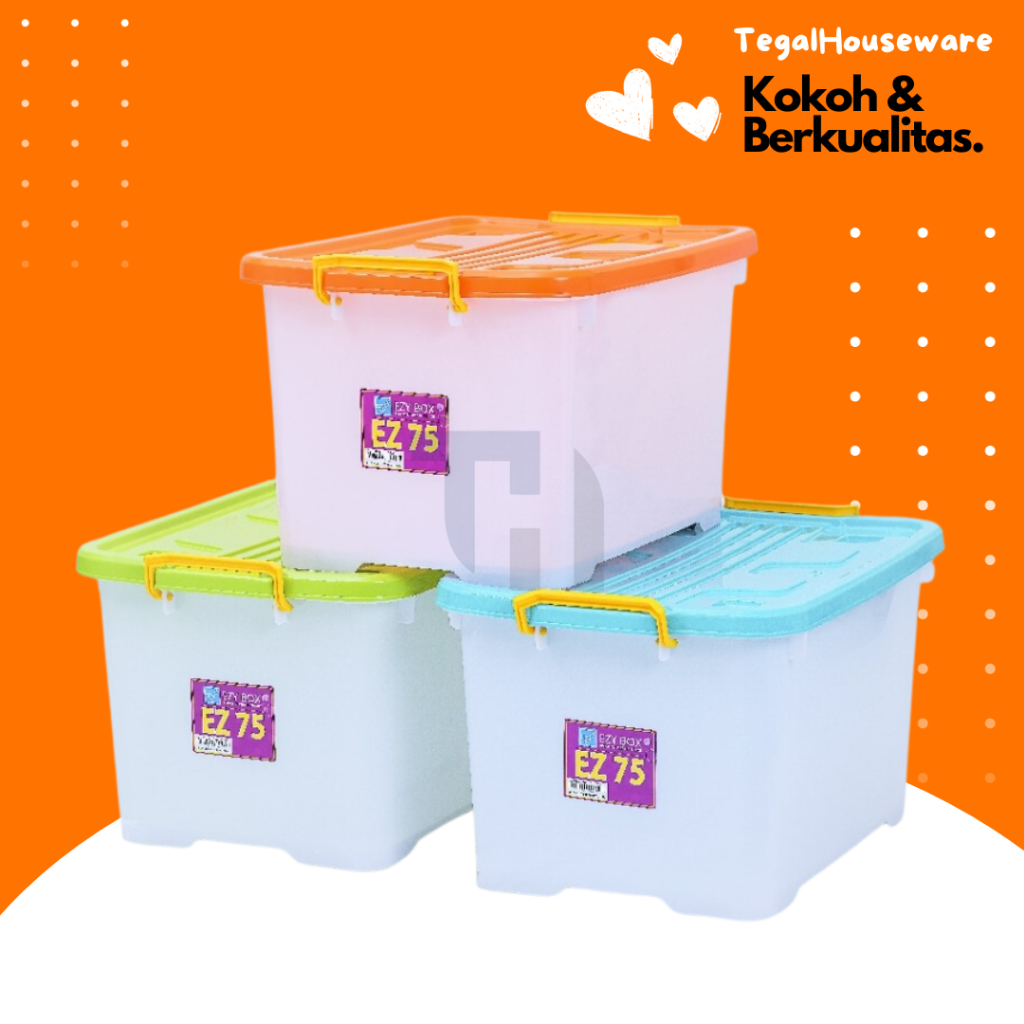 Jual EZY STORAGE 75 LITER CONTAINER BOX + 4 RODA KONTAINER BOX TEMPAT KOTAK SERBAGUNA KERANJANG ...