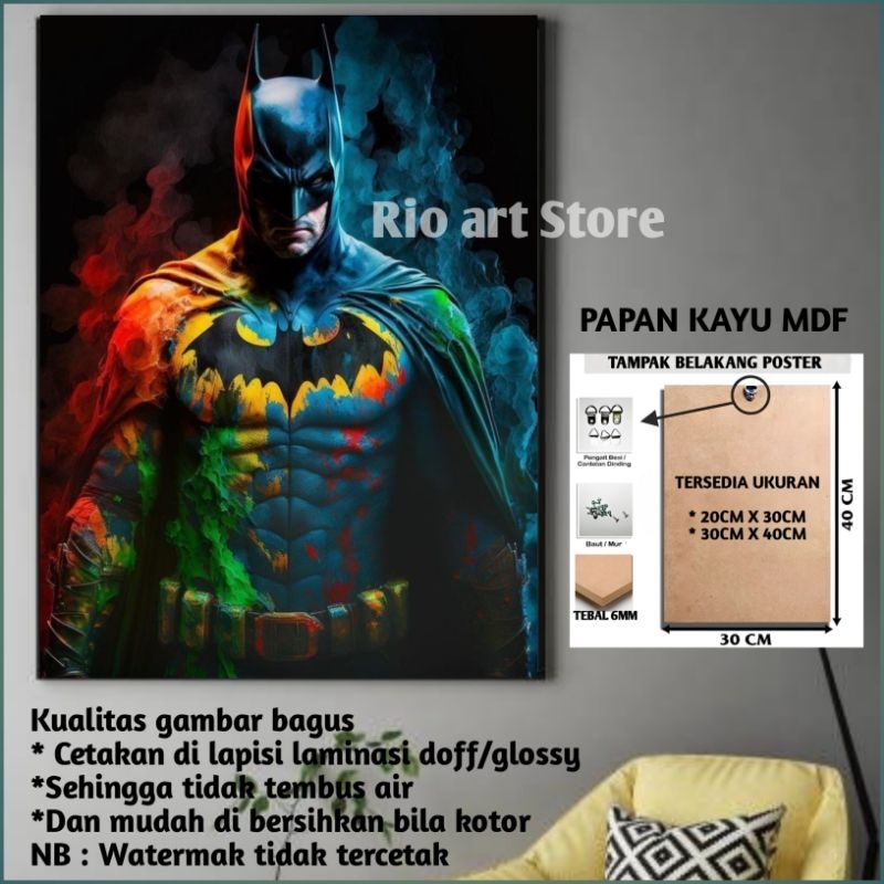 Jual Hiasan dinding poster keren batman untuk walldekor atau dekorasi ...