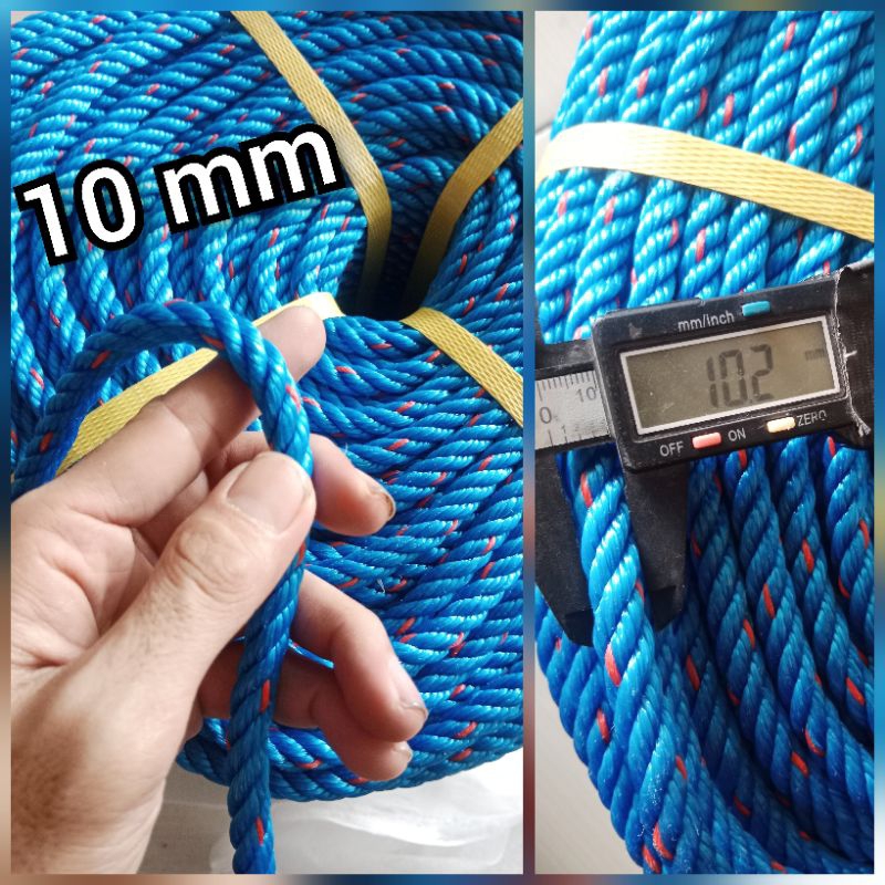 Jual Tali tambang HDPE biru bintik merah 10mm/ harga meteran | Shopee ...