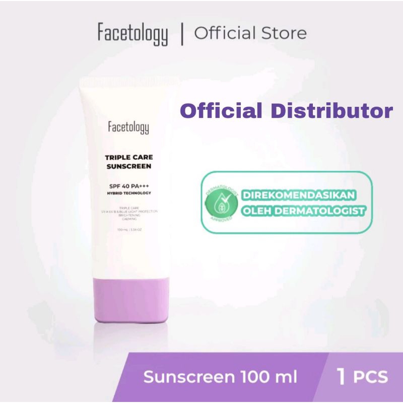 Jual FACETOLOGY Triple Care Sunscreen SPF 40 +++ (100ml) | Shopee Indonesia