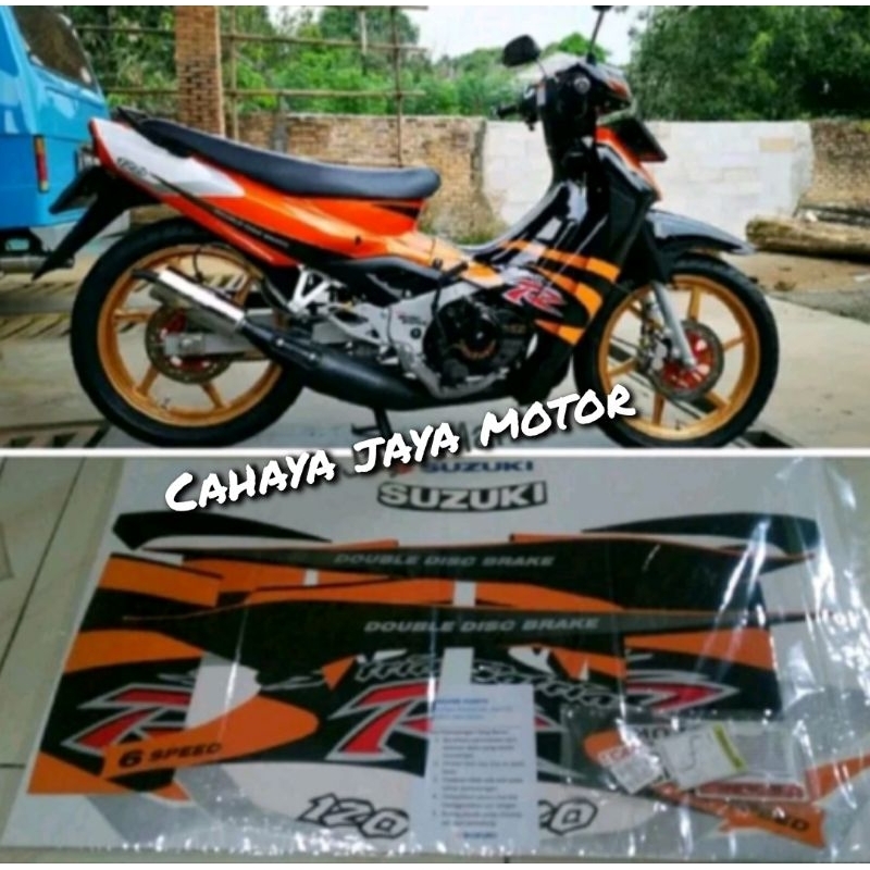 Jual Stiker Striping Lis Satria R Hiu 2003 Oren Hitam Full Set Asli ...