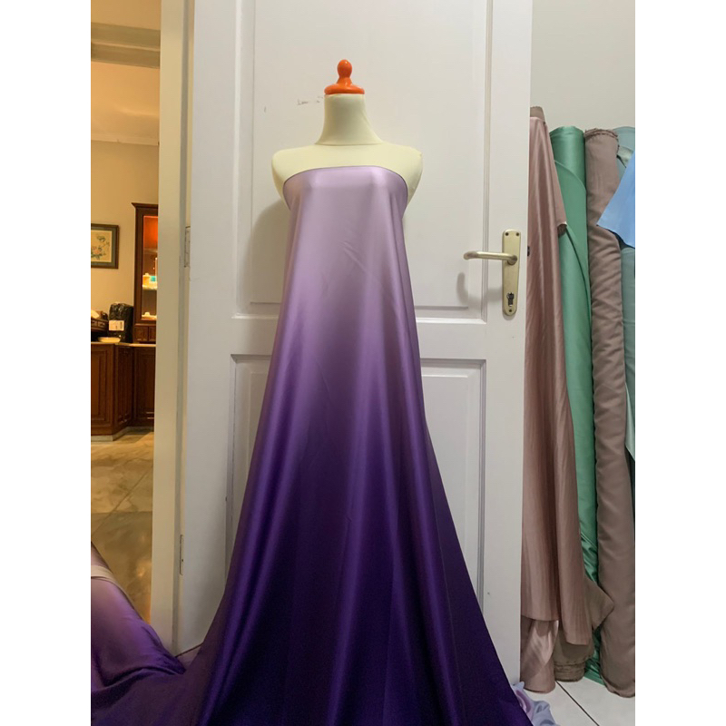Jual Bahan Kain Satin Silk Armany Gradasi Import Polos Ombre 2 Tone ...