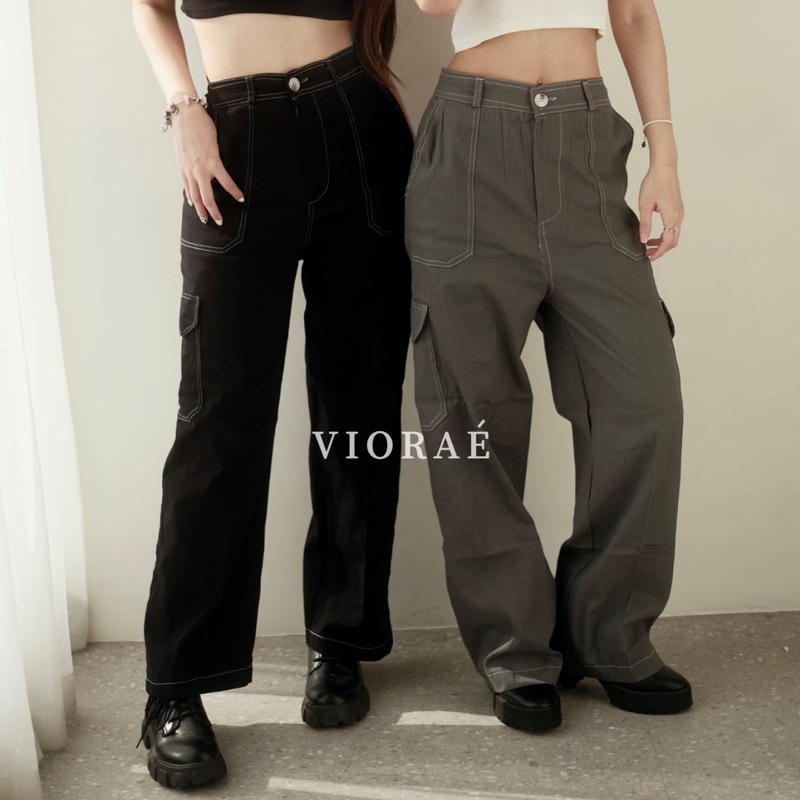 Jual VIORAÉ - Lisa Cargo Pants( Coklat, Cream, Abu-Abu, Hitam) | Shopee ...