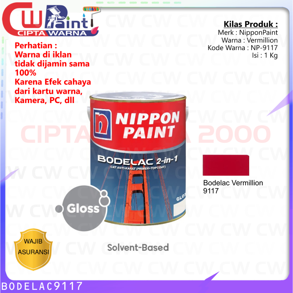 Jual Nippon Paint Bodelac 2 in 1 Cat Kayu Besi Anti-Karat Vermillion 1 ...