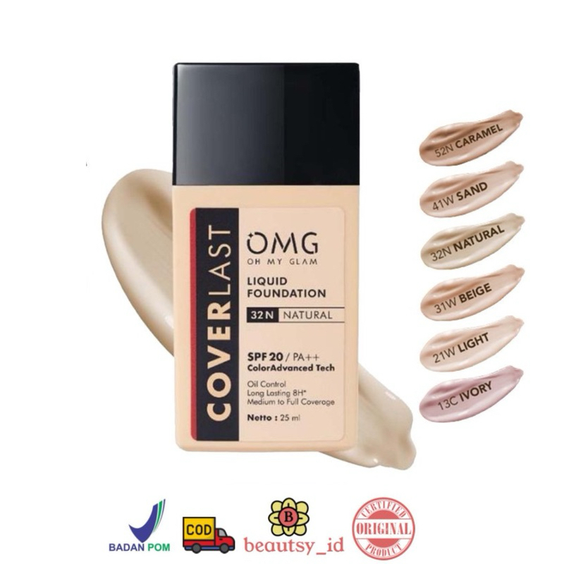 Jual OMG Oh My Glam Coverlast Liquid Foundation Original BPOM COD Halal | Shopee Indonesia