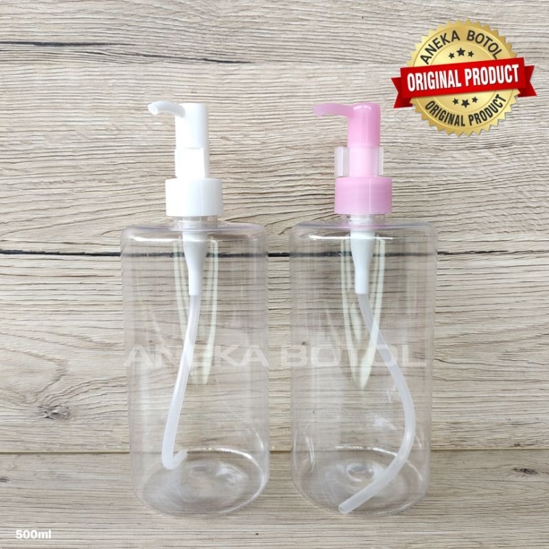 Jual BOTOL PET 500 ML DATAR BENING TUTUP PUMP CLIP WARNA WARNI / BOTOL ...