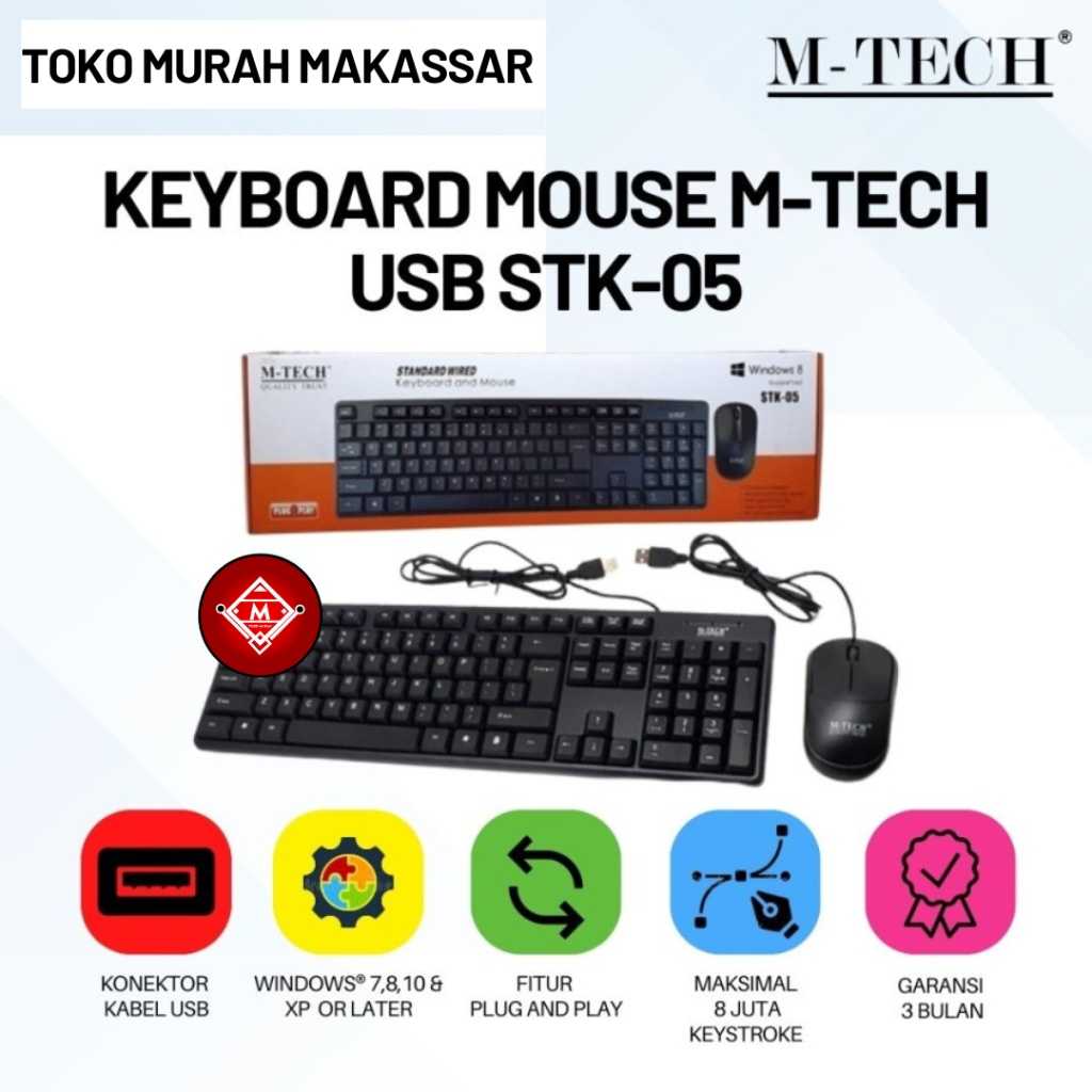 Jual KEYBOARD + MOUSE USB M-TECH STK-05 / M-TECH KEYBOARD + MOUSE STK05 ...