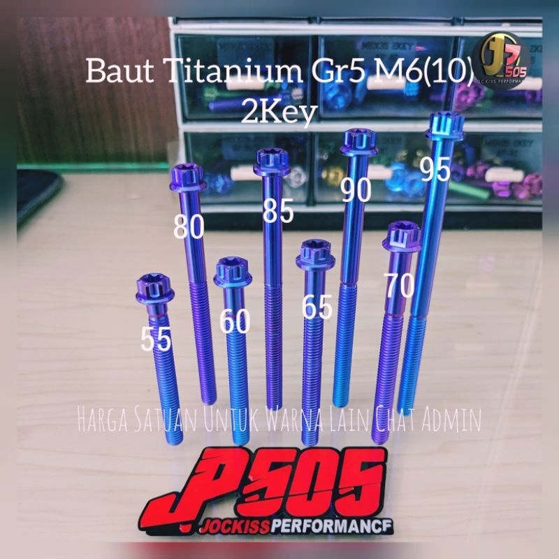 Jual Baut Titanium Gr5 M6 MM(10) 2Key Panjang 55 - 95 MM | Shopee Indonesia