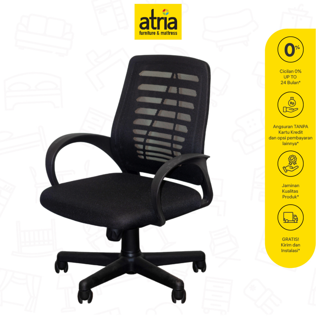 Jual Atria Kursi Kantor New Staff Levert Black | Shopee Indonesia
