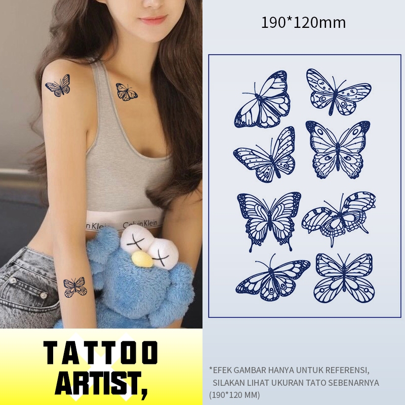 Jual tato kupu-kupu,tatto kupu kupu,tato temporer,tato temporer, tahan 15 hari, tahan air, tinta ...