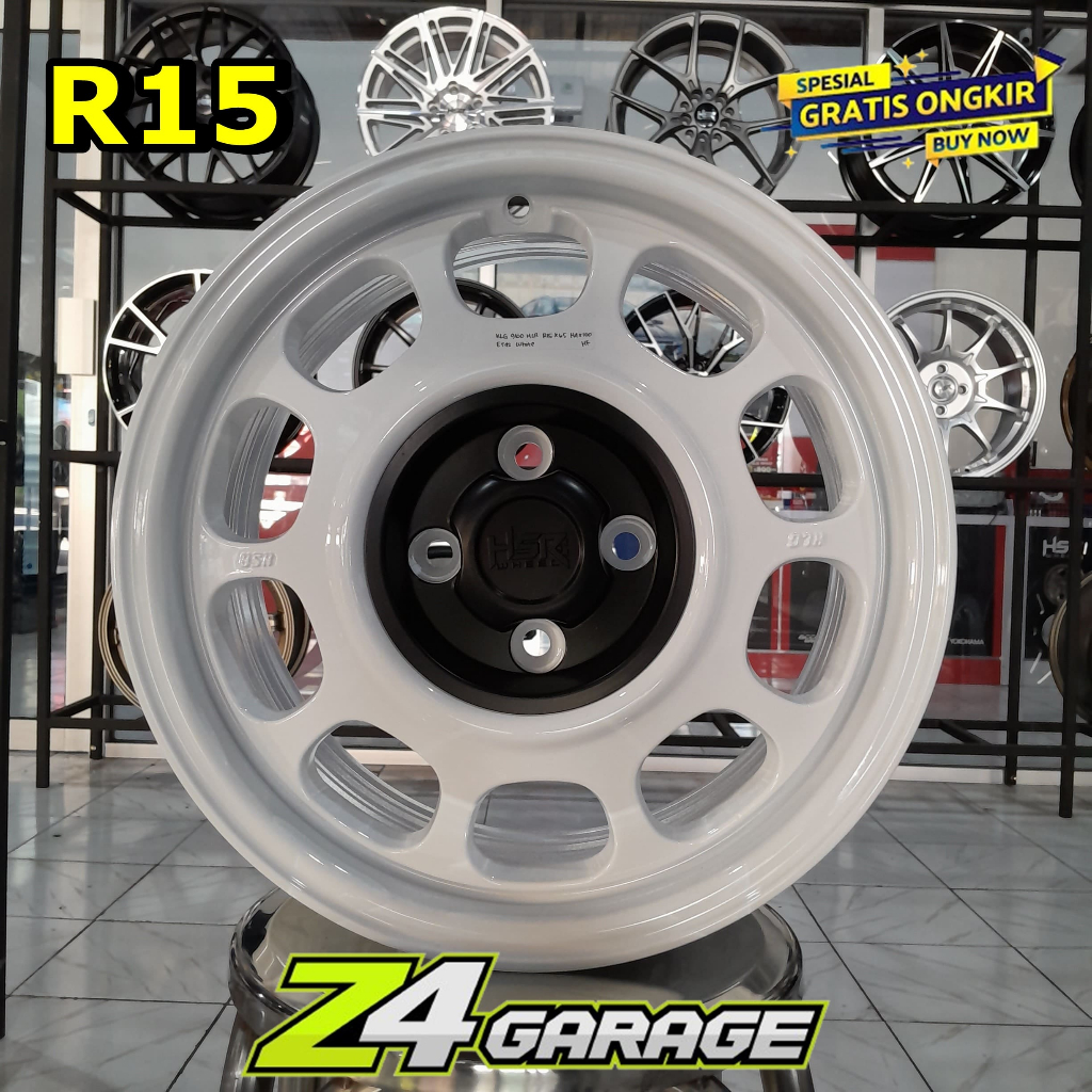 Jual Velg Mobil Classic HSR k.l.g ring 15 pcd 4x100 R15 et42 White cocok buat MINI Brio Agya ...