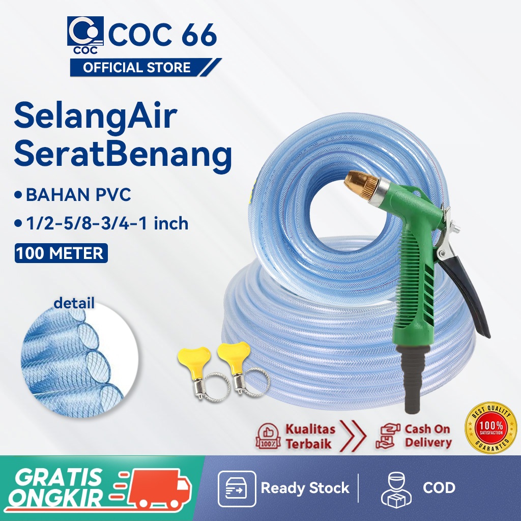 Jual SELANG AIR TRANSPARAN 1 ROL 100 METER 1/2 5/8 3/4 INCH SERAT ...
