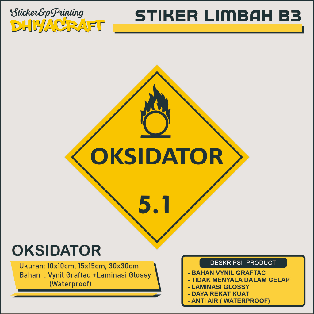 Jual Sticker Label Tanda Simbol Limbah B3 ukuran 25x25cm Stiker Bahan ...