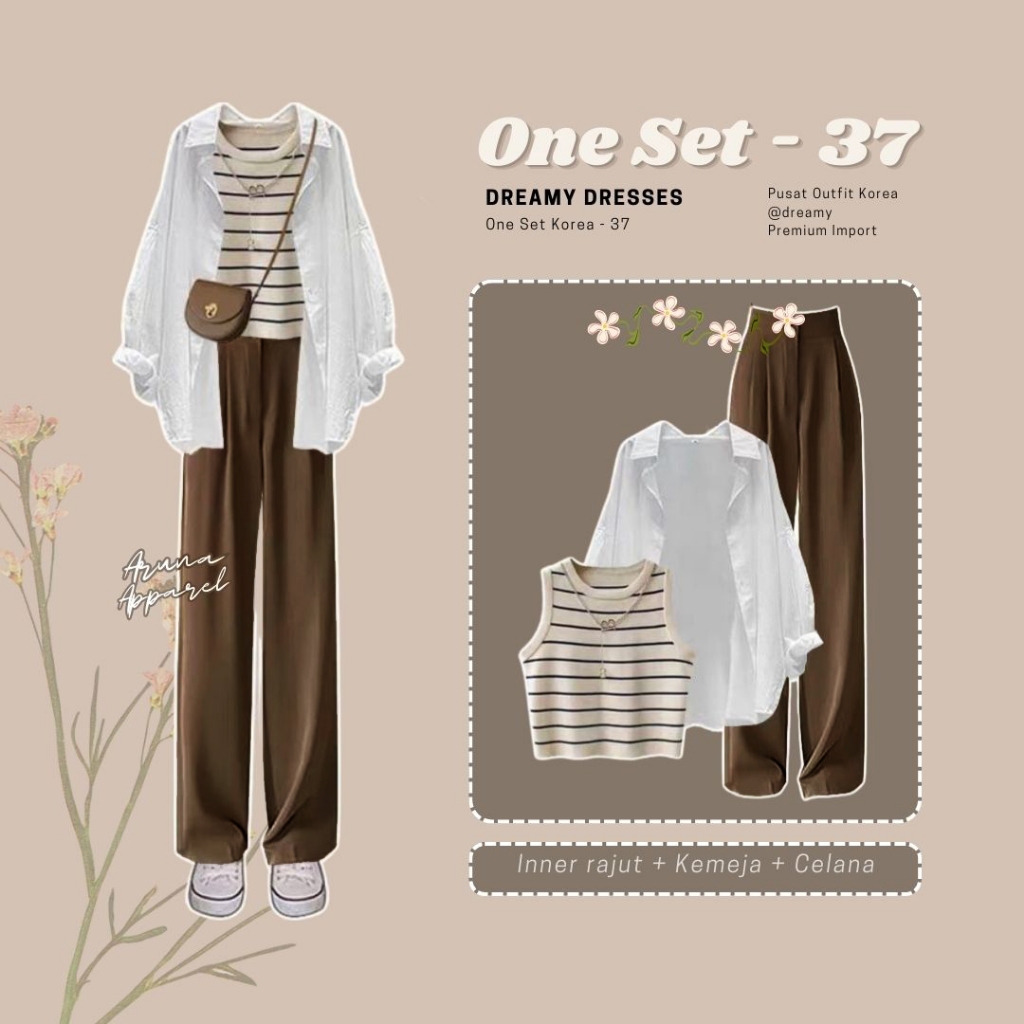 Jual 3in1 One Set Korean Style, Outfit Korea, Outfit Wanita, Ullzang ...