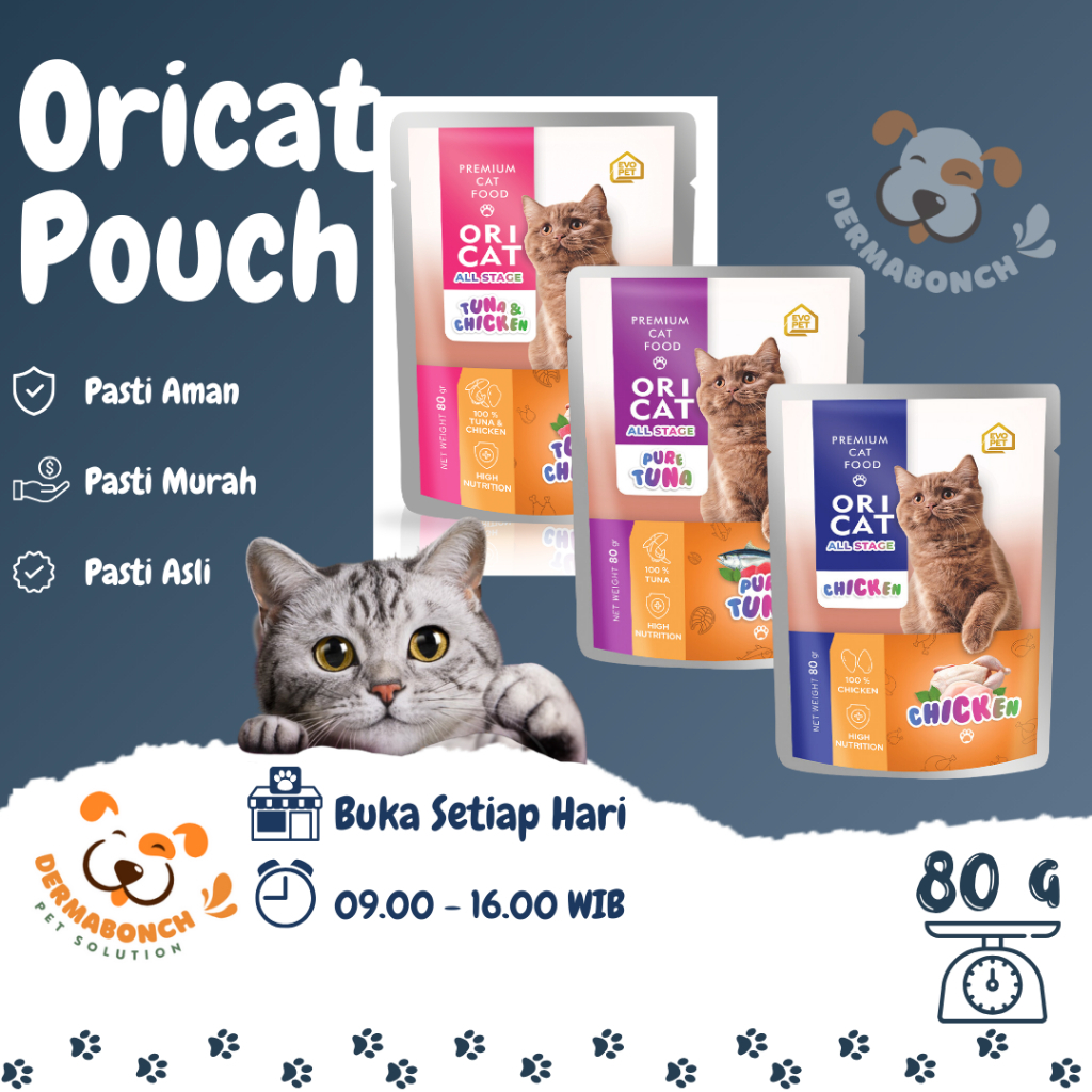 Jual MAKANAN KUCING BASAH ORI CAT POUCH/SASET/SACHET ORICAT 80 G 80G 80 ...