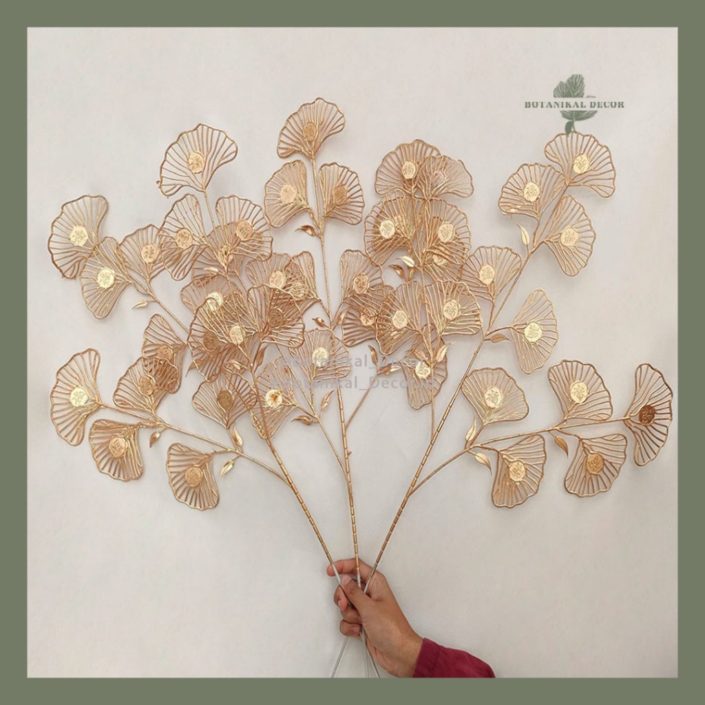 Jual Artificial Gold FU Ginkgo Bunga Kipas Emas Premium Imlek Chinese ...