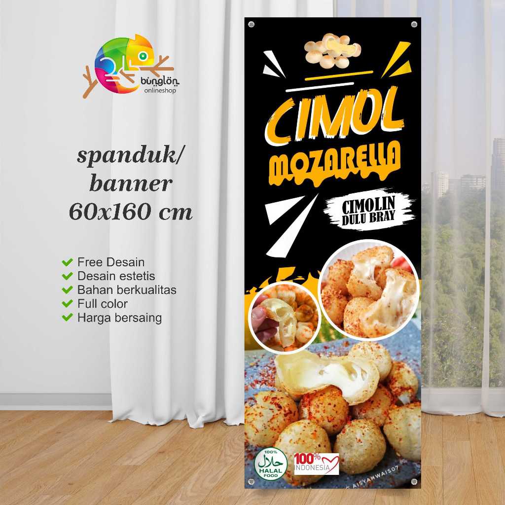 Jual Spanduk 60x160 Banner Cimol Mozarella Custom Desain | Shopee Indonesia