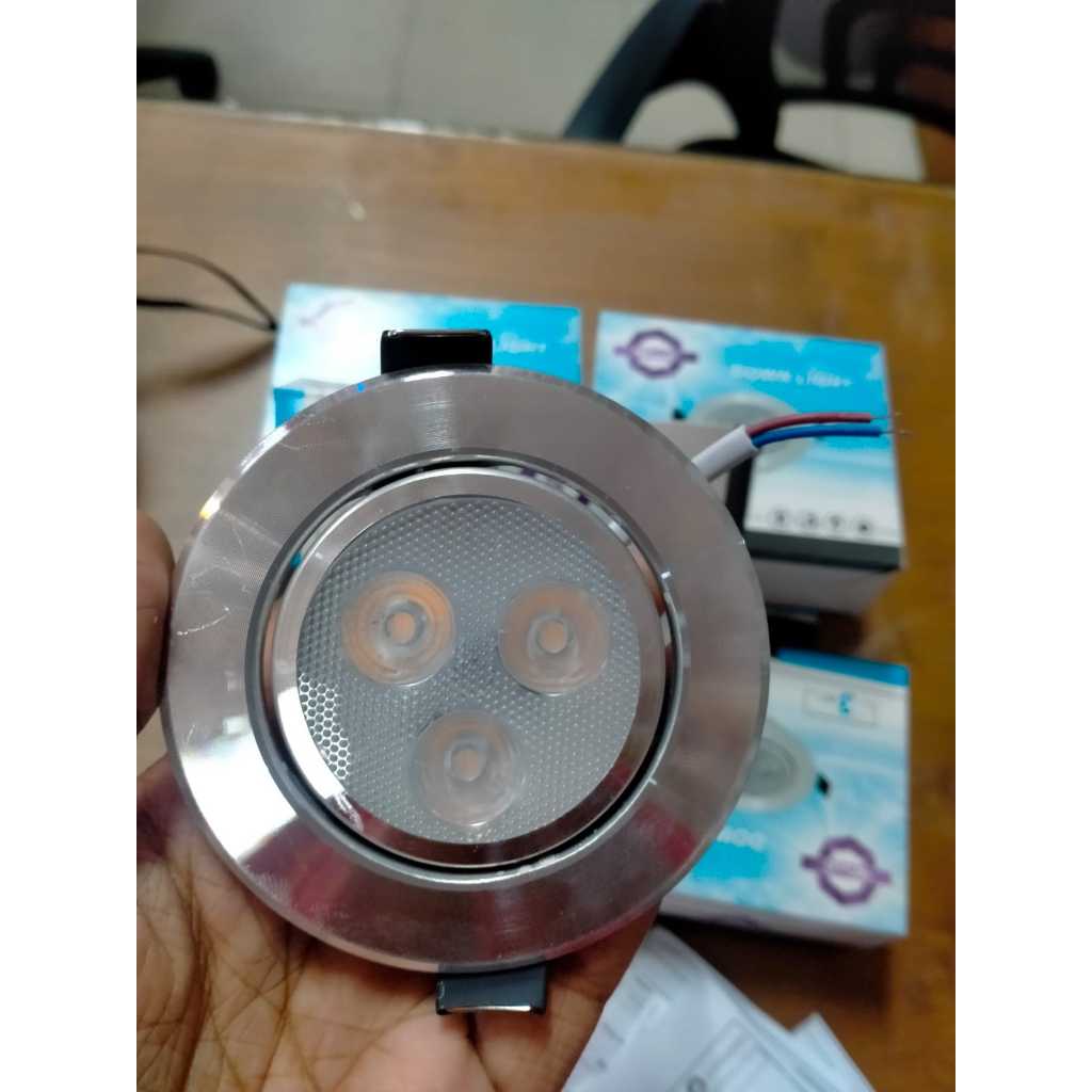 Jual Lampu Downlight LED 3 Watt Ceiling Lamp Down Light Body Silver 3 ...