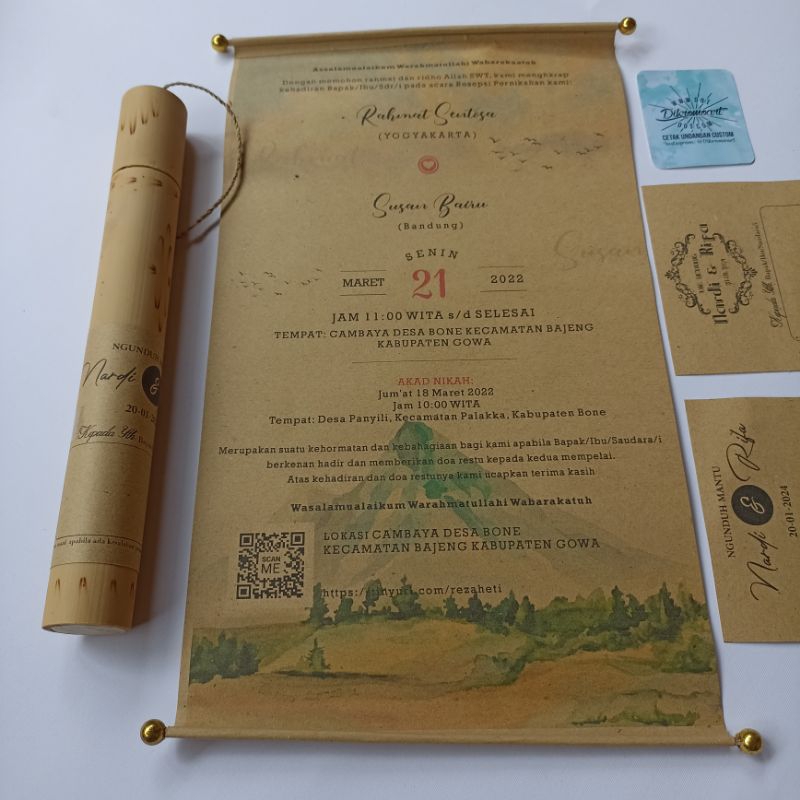 Jual undangan bambu gulung custom foto/khitan/nikah | Shopee Indonesia