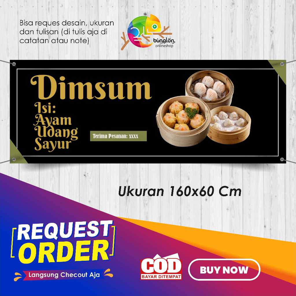 Jual Spanduk 160x60 Banner Dimsum Isi Daging Custom Desain | Shopee ...