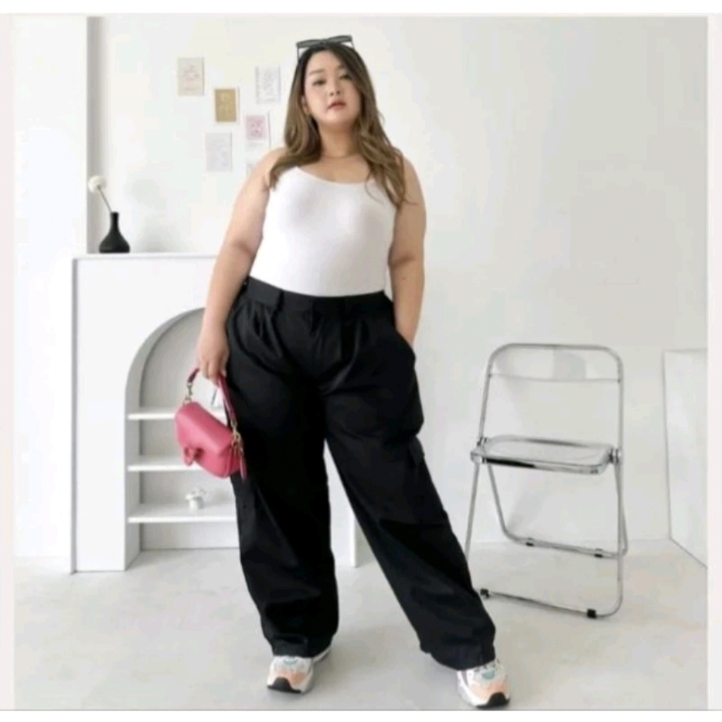 Jual Kiya Cargo Pants Wanita Highwaist Premium Loose Korean Style Jumbo - Celana Kargo Wanita ...