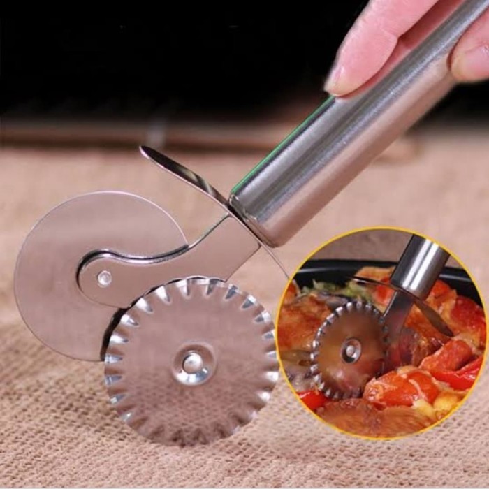 Jual Pizza double wheel cutter pisau pizza cutter pizza gerigi Snless ...