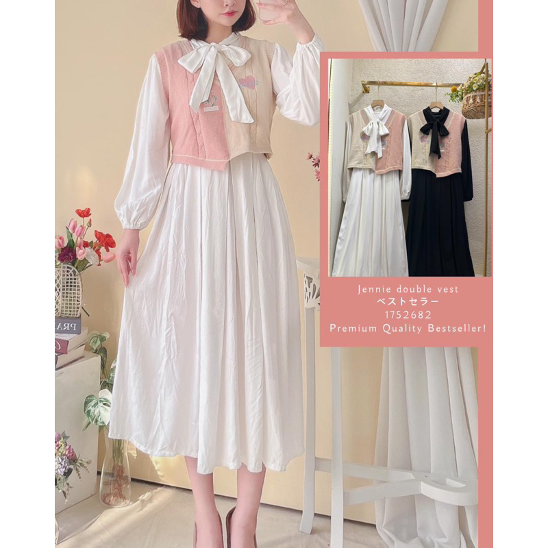 Jual Jennie midi dress jennie dress gamis Vest gamis Korea gamis korean ...