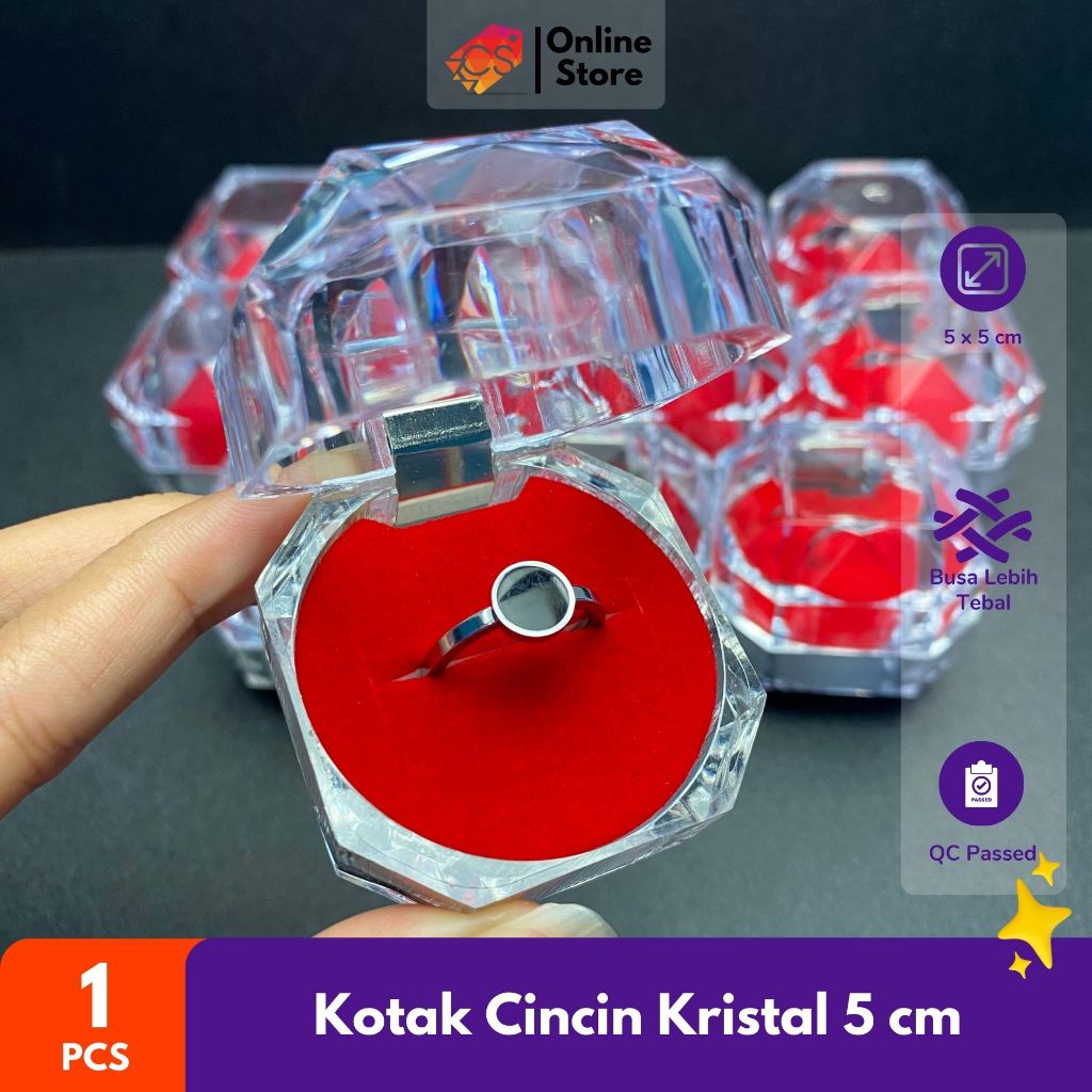 Jual Box / Tempat / Kotak Cincin Kristal Akrilik Eceran Busa Tebal 5 cm ...