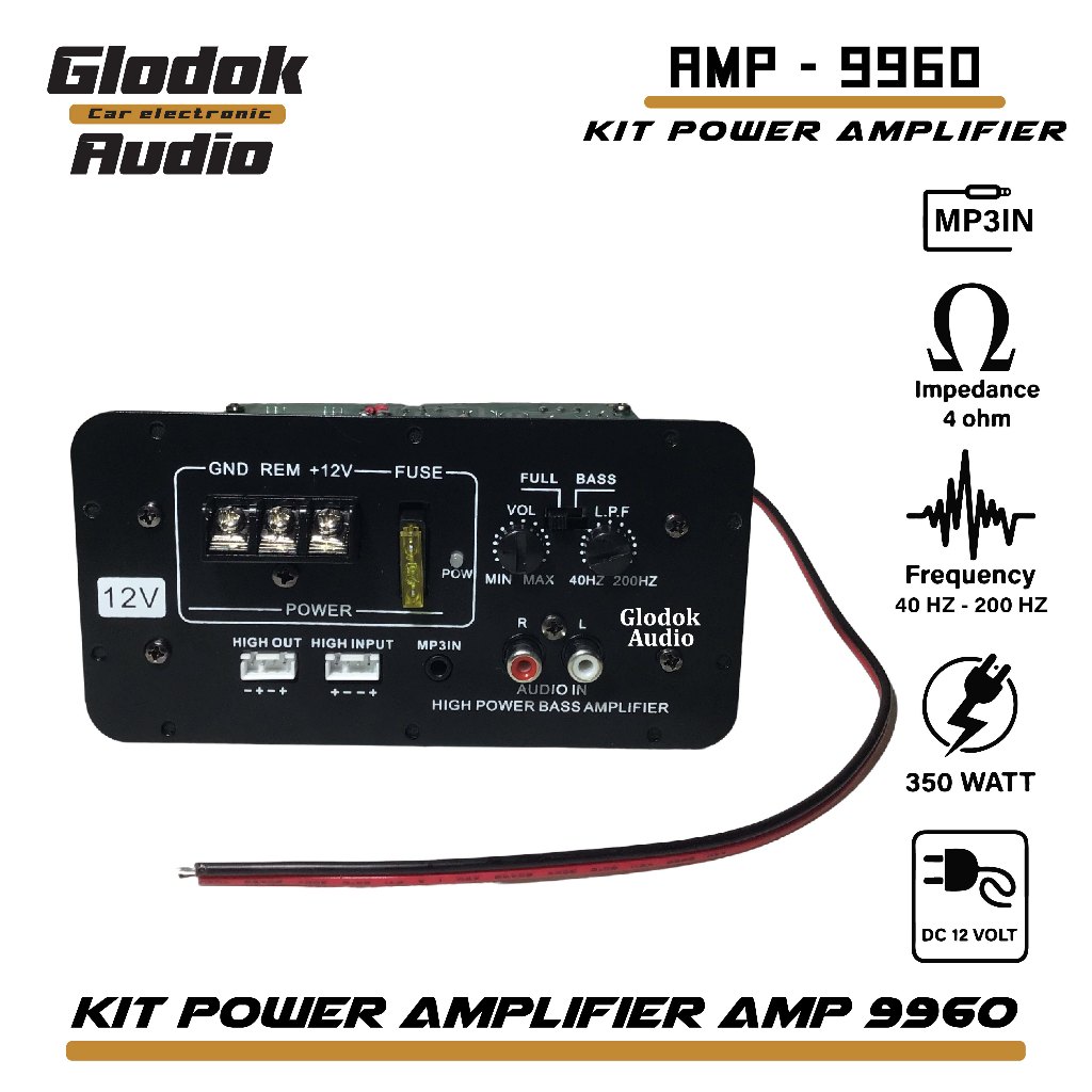 Jual Kit Amplifier Subwoofer mobil dc 12 Volt 350 Watts AMP 9960 ...
