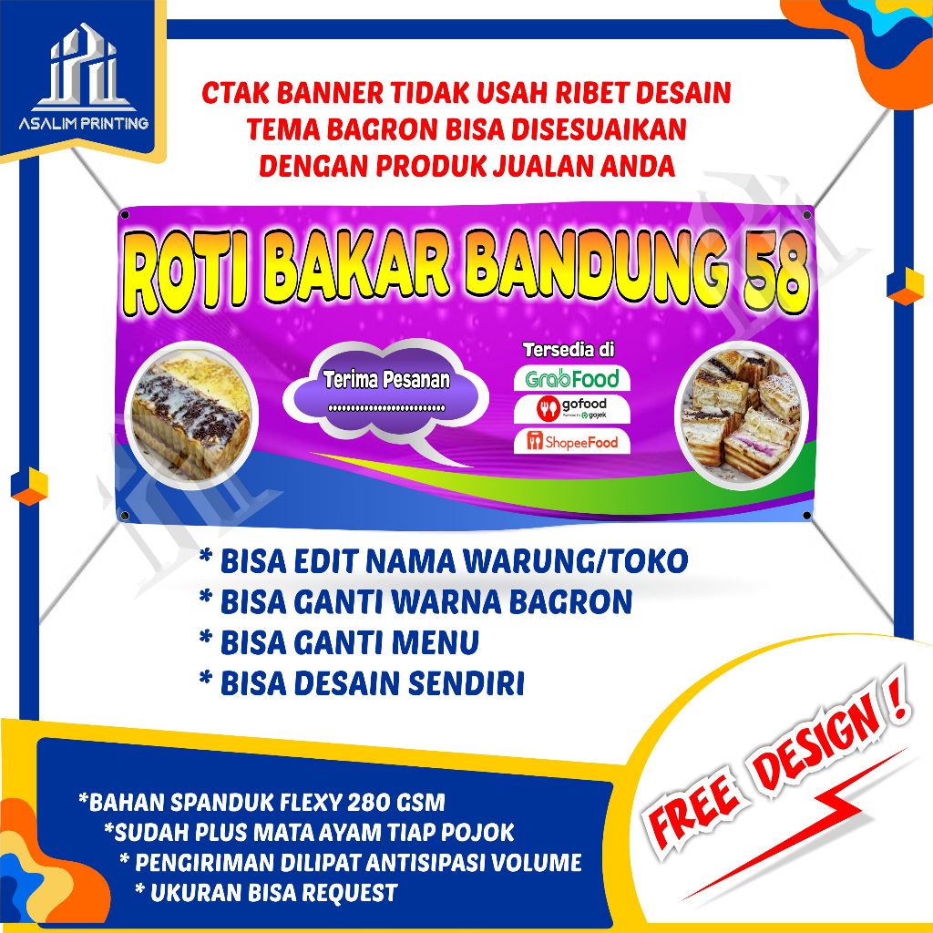 Jual (Bisa COD) Spanduk Roti Bakar Banner Jualan Backdrof Custom Baliho ...