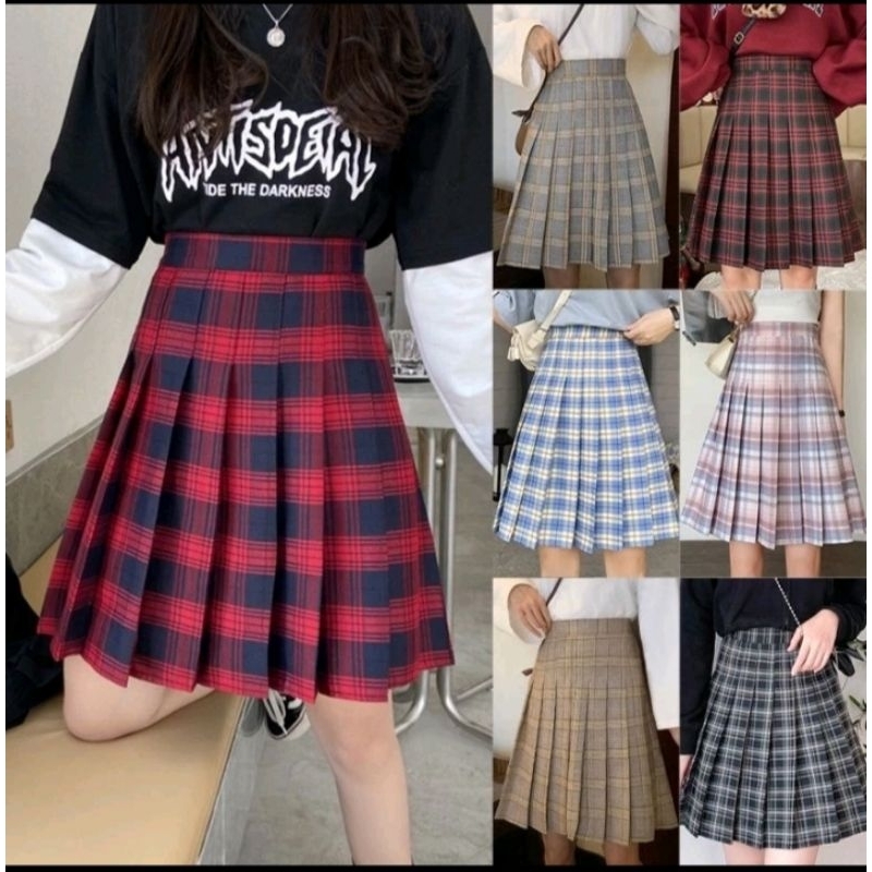Jual JC88 - Kyoko Pleated Skirt - Rok Kotak Rempel Katun Strecth ...