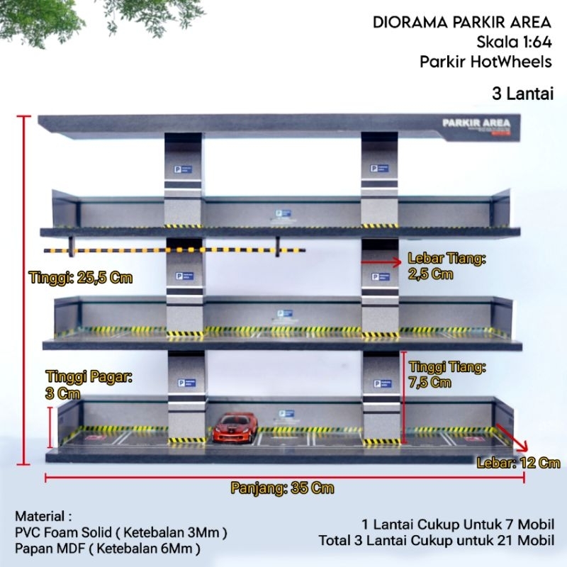 Jual Diorama Parkir Area Tingkat, Parkir Hotwheels Diecast Skala 1:64 ...