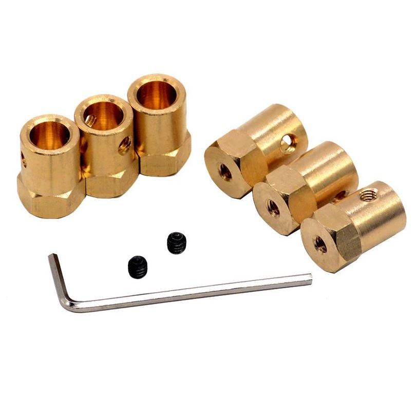Jual Brass hexagonal coupling 5x18mm motor dc coupling Hole 5mm shaft ...