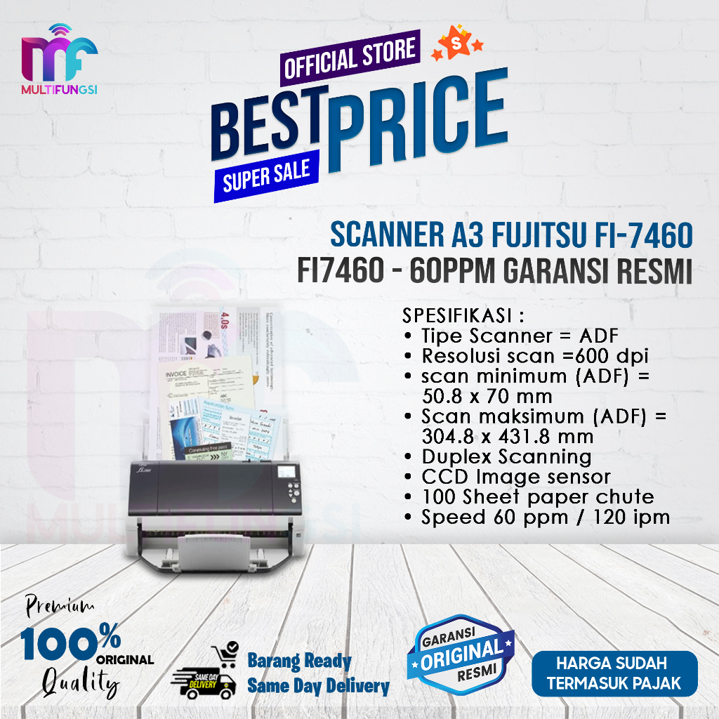 Jual Scanner A3 Fujitsu / Ricoh Fi-7460 Garansi Resmi Fi7460 - 60ppm ...
