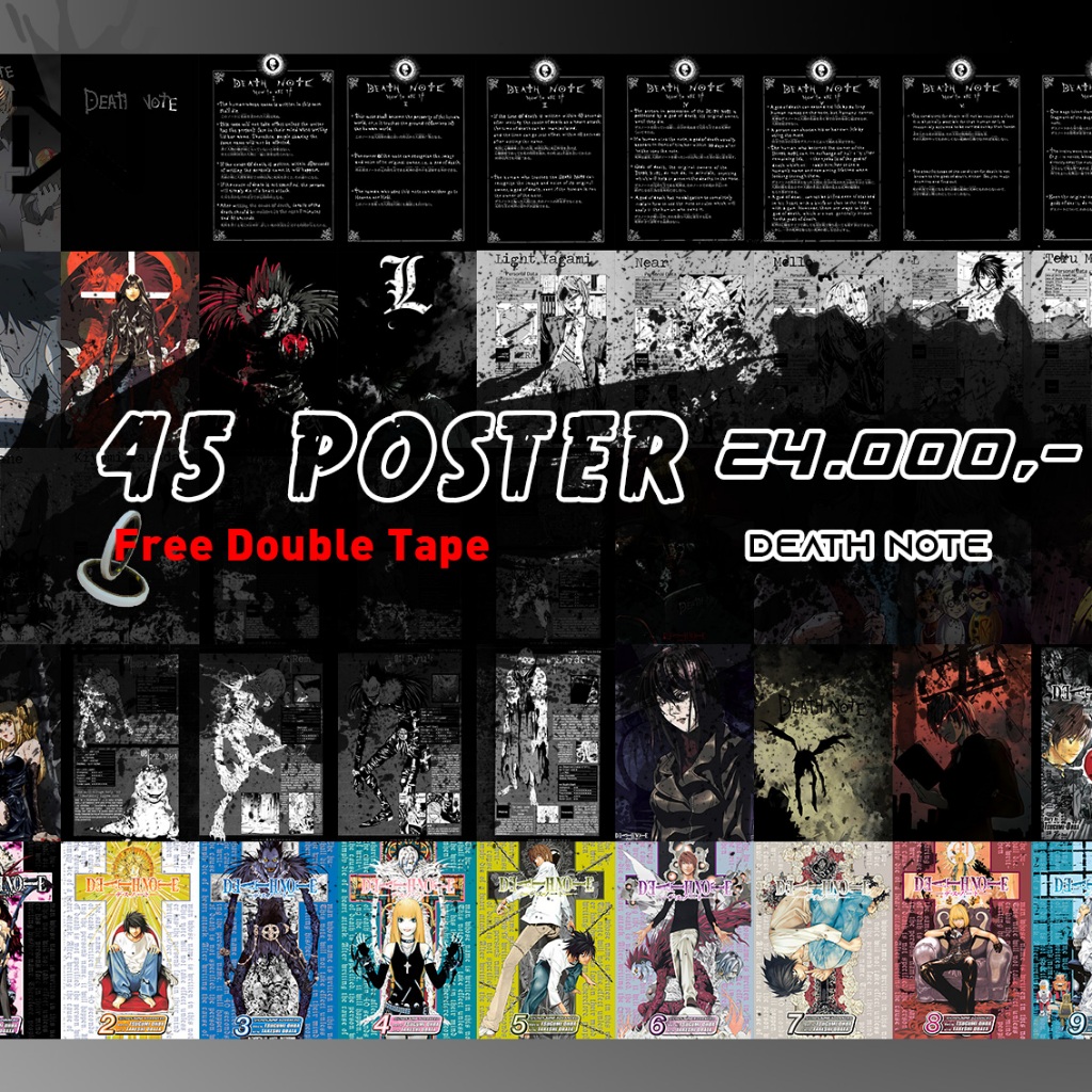 Jual POSTER DEATH NOTE ISI 45pcs | DELUSIONWALL | POSTER DINDING DEATH ...