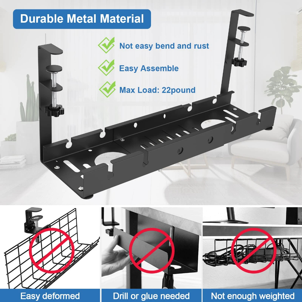 Jual Desk Mount Cable Management Tray Management Under Desk Stainless ...