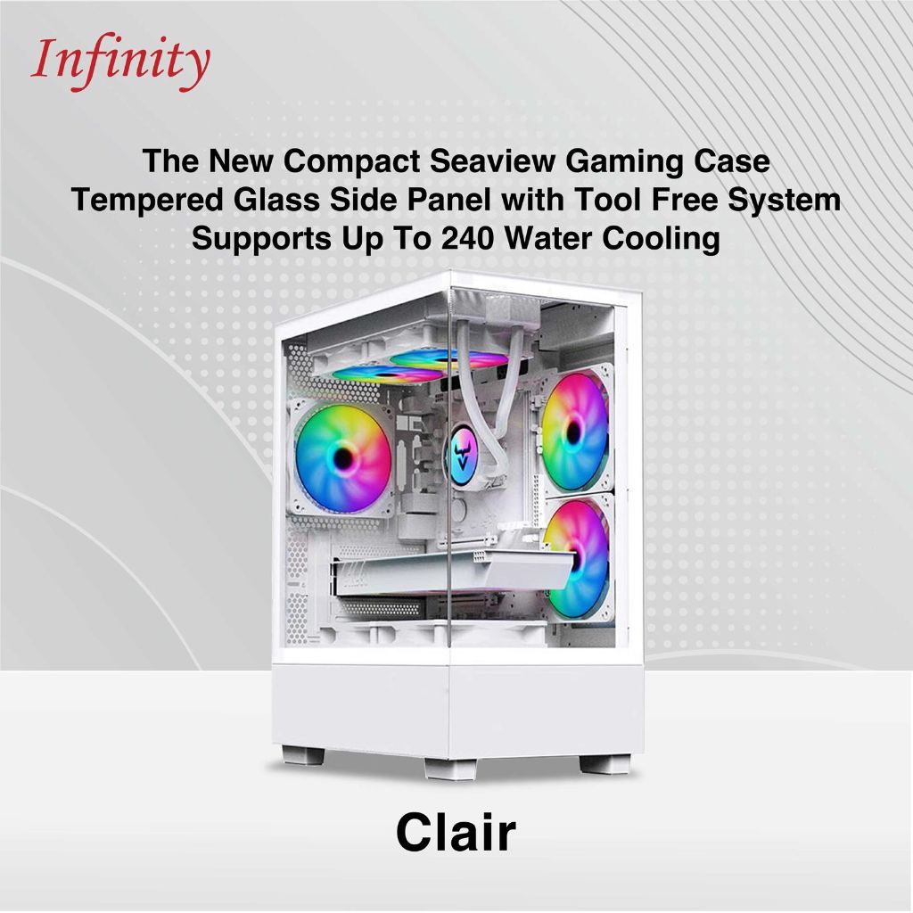 Jual Casing Infinity Clair White - ITX, mATX Gaming Case Tempered Glass ...