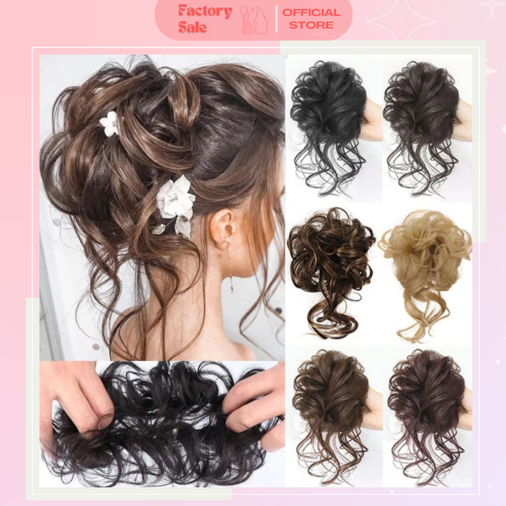 Jual Ikat Rambut Sintetis Hair Bun Curly Hairclip Ponytail Model ...