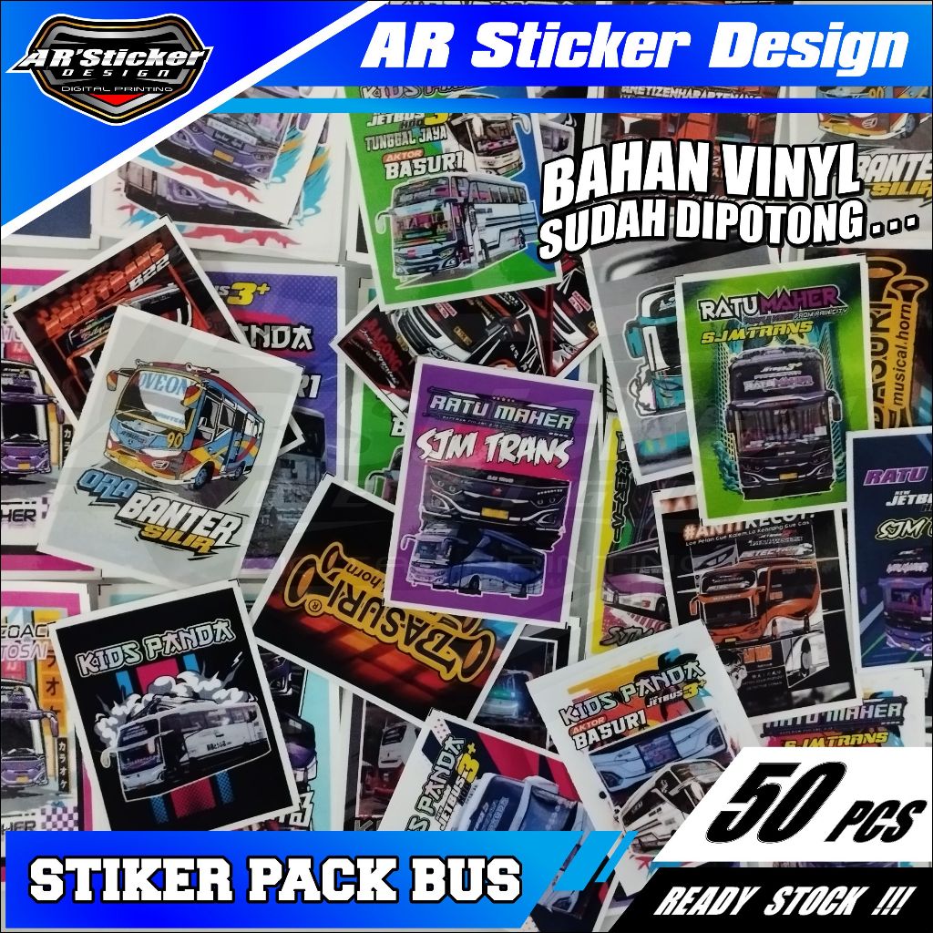 Jual 50Pcs Sticker Pack Vinyl Stiker Bus Mania Setiker Bis Aesthetic ...