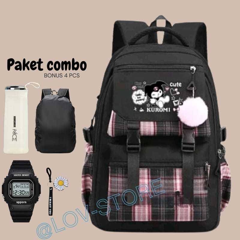Jual 𝐋𝐎𝐕-𝐒𝐓𝐎𝐑𝐄 BANYAK BONUSNYA Tas Ransel Korean Kurumi 5in1 Ransel anak Sekolah Sd Smp Remaja ...